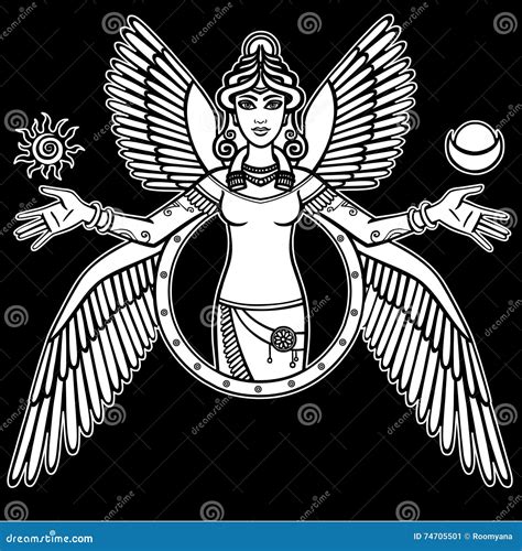 Stylized Goddess Ishtar Stock Vector Illustration Of Animation 74705501