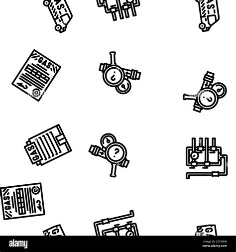 Gas Energy Oil Power Pipeline Vector Seamless Pattern Thin Line