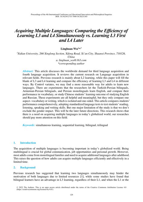Pdf Acquiring Multiple Languages Comparing The Efficiency Of