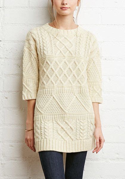 Crop Sleeves Splits Side Sweater Beige Long Knit Sweater Stylish