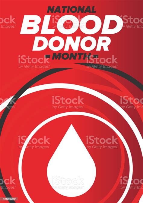 국가 혈액 기증자의 달 인식 및 예방 1 월에 연간 축 하 의료 의료 개념 인간의 지원과 보호 포스터 배너 및 배경 벡터 일러스트레이션 1월에 대한 스톡 벡터 아트 및 기타