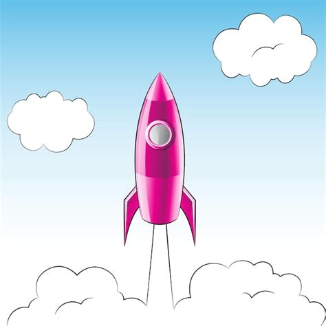 Premium Vector Launching Of A Pink Rocket