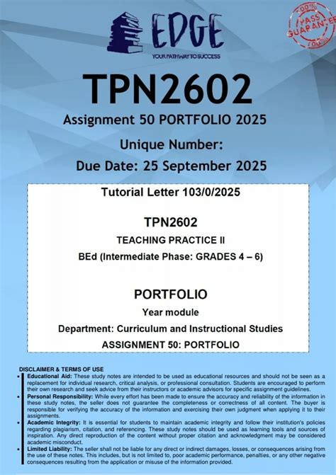 Tpn2602 Assignment 50 Portfolio Answers 2025 Distinction Guaranteed