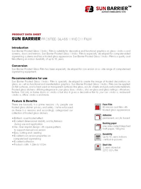 Frosted Product Data Sheet Pdf Glasses Poly Methyl Methacrylate