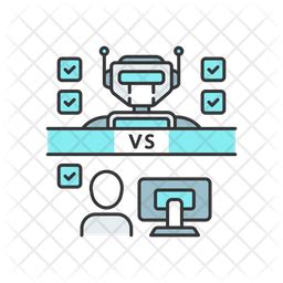 Rpa Bot Vs Employee Icon Download In Colored Outline Style