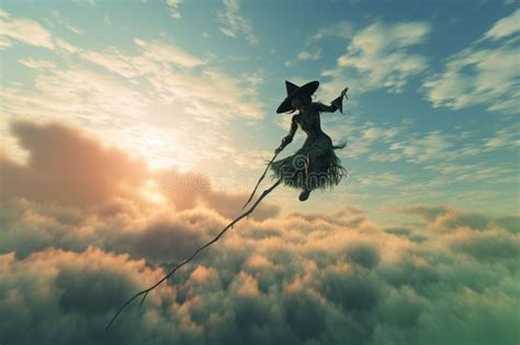 Wicked Witch Flying On Broom A Wicked Witch Stock Illustration