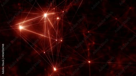 Red Glowing Grid Of Artificial Network In Three Dimensional Logic Space