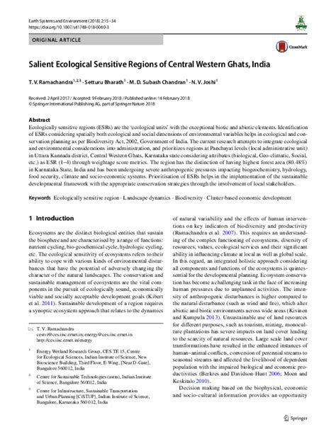 Pdf Salient Ecological Sensitive Regions Of Central Western Ghats India