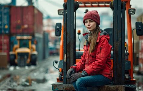 Premium Photo Woman Forklift Driver In Industrial Area
