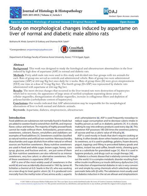 PDF Study On Morphological Changes Induced By Aspartame On Liver Of