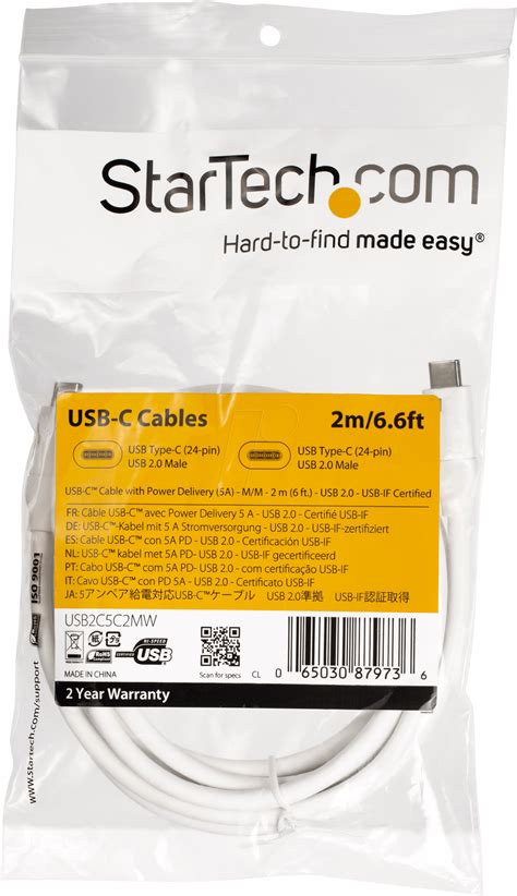 St Usb2c5c2mw Cable Usb C W 5a Pd Usb 20 2m 6ft At Reichelt