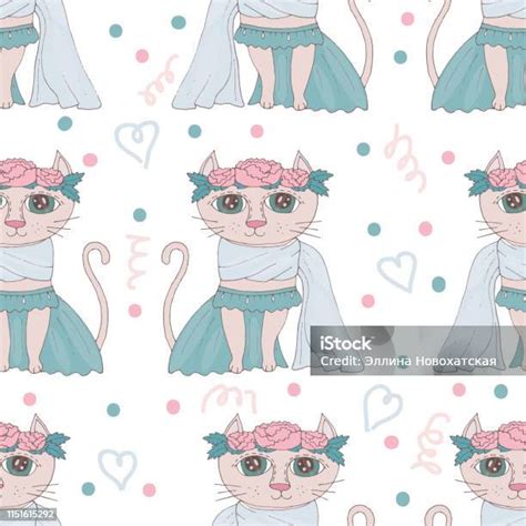 색칠 공부 책 이나 페이지에 대 한 머리에 꽃과 만화 고양이 고양이 새끼에 대한 스톡 벡터 아트 및 기타 이미지 고양이 새끼