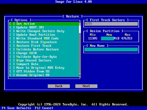 Image For Linux GUI Screen Shots TeraByte Unlimited