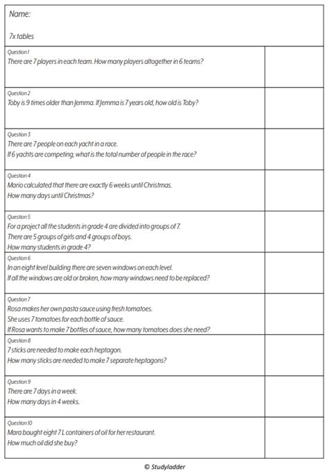 7x Tables Problem Solving Studyladder Interactive Learning Games
