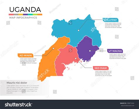 Uganda Map Infographics Vector Template Regions Stock Vector Royalty Free 678871654 Shutterstock