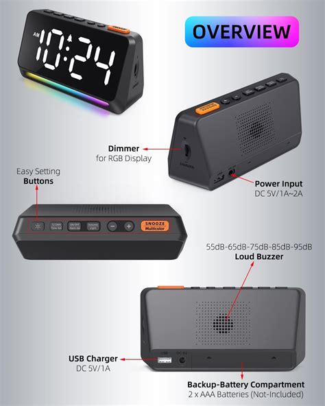 Rgb Reloj Despertador Súper Fuerte Para Dormitorio Durmientes Pesados