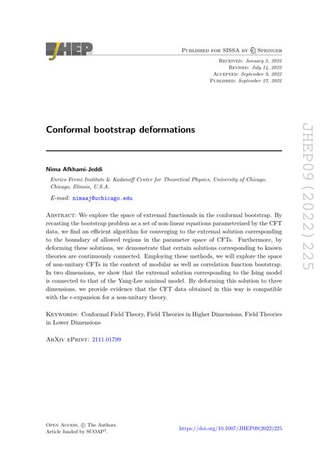 Pdf Conformal Bootstrap Deformations