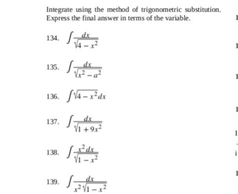 solved integrate using the method of trigonometric