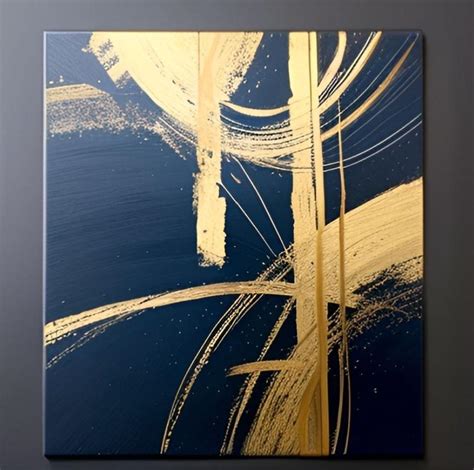 Tableau Design Abstrait Noir Intense Et Or Jekins