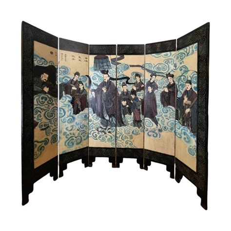 Chinese Qing Dynasty Six Panel Room Divider Screen