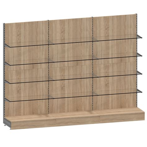 Wandregal Holzdekor L mit Glasböden Reinhardt Ladenbau Tegometall Service Center Wallenhorst