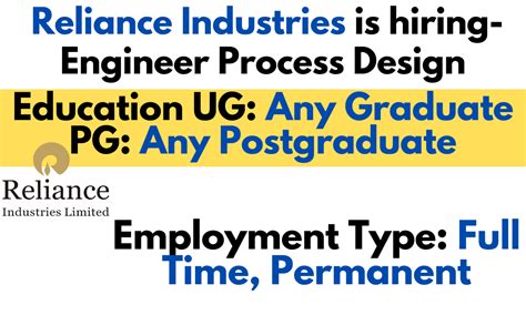 Reliance Industries Is Hiring Engineer Process Design
