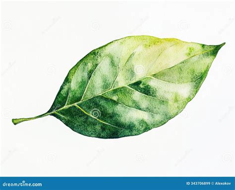 Minimalist Watercolor Privet Leaf On White Background For Nature And