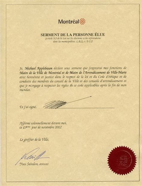 Un Document Darchives Lassermentation Du Maire Michael Applebaum 2012 Archives De Montréal
