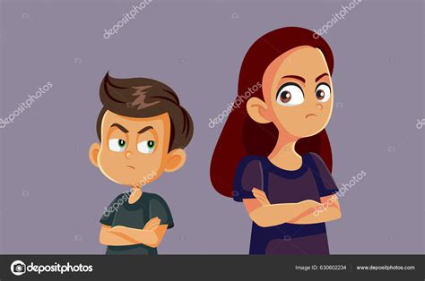 Gran Hermana Luchando Con Hermano Vector Ilustración Dibujos Animados vector gráfico vectorial