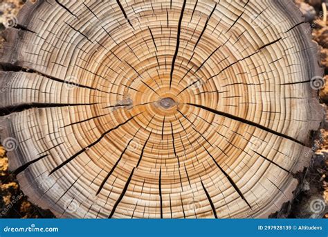 Close Up Of Sawn Tree Stump Top View Stock Image Image Of Tree View
