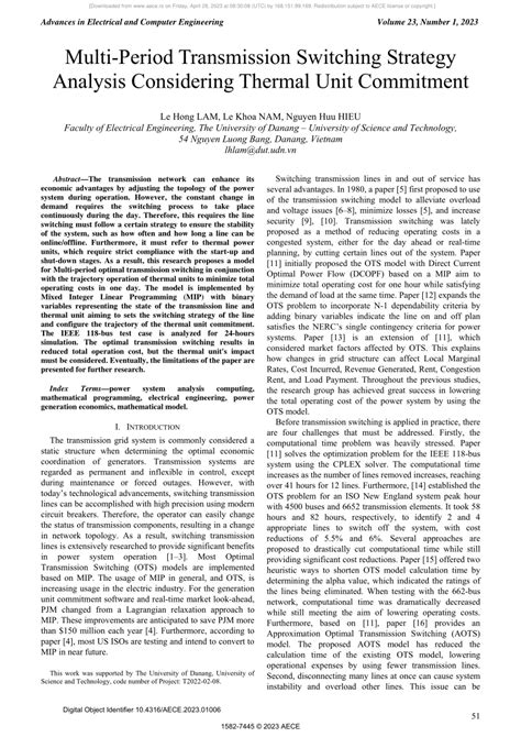 Pdf Multi Period Transmission Switching Strategy Analysis Considering