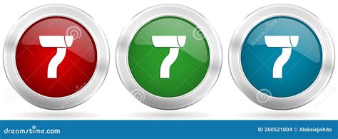 Gutter Vector Icon Set Red Blue And Green Silver Metallic Web Buttons