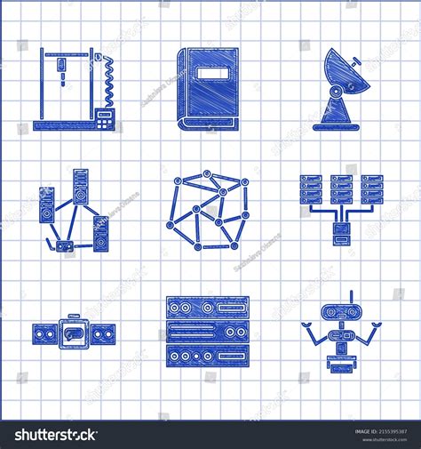 Set Neural Network Server Data Web Stock Vector Royalty Free