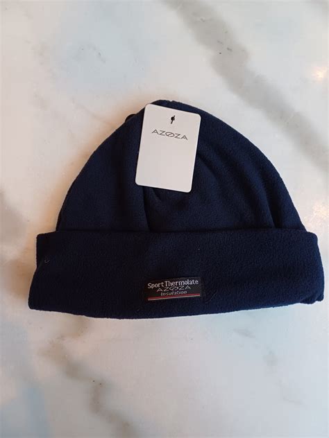 Heren Fleece Muts Blauw Met Dubbele Laag Fleece Bol