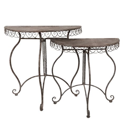 Clayre Eef Plantentafel Set Van 2 76x38x75 64x32x65 Cm Bruin IJzer