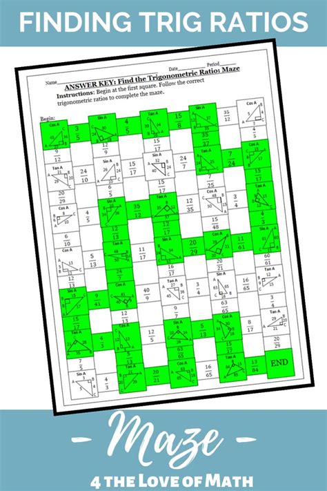 Trigonometric Ratios Right Triangles Maze The Learning Experience Right Triangle Algebra
