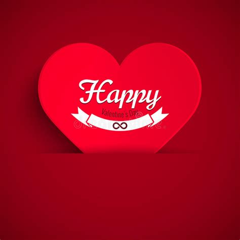 Valentine Greeting Card With Red Paper Heart Vector Illustration Stock