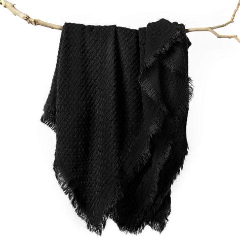 Vitalizart Black Throw Blanket For Couch Sofa Bed Waffle