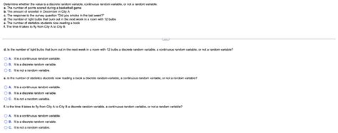 Solved Determine Whether The Value Is A Discrete Random Chegg