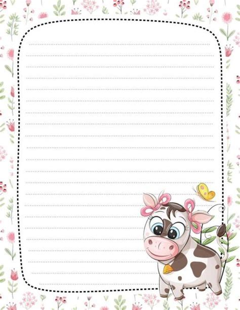 برگه خام املا گاو دوست داشتنی فانتزی رنگی مناسب کودک Carta Da Lettera