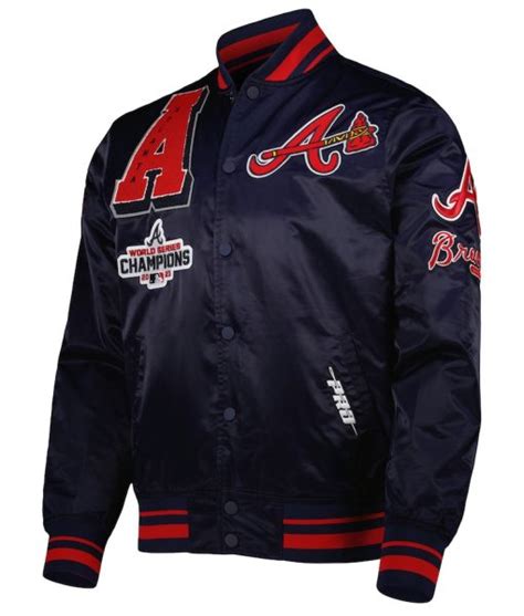Satin Navy Blue Mash Up Atlanta Braves Jacket Jackets Expert