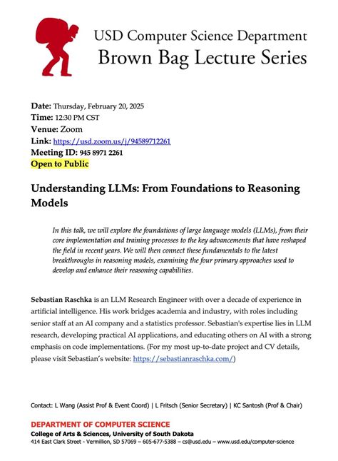 Artificialintelligence Machinelearning Largelanguagemodels Usd Computer Science Department