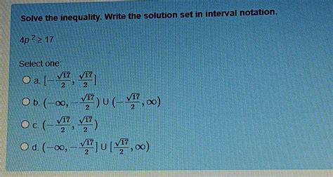 Solved Solve The Inequality Write The Solution Set In Chegg Com