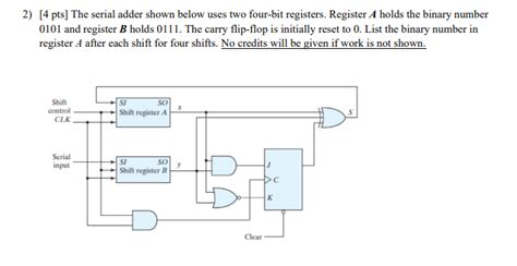 Solved 2 4 Pts The Serial Adder Shown Below Uses Two