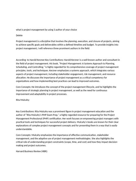 Project Management Pdf Project Management Business Economics