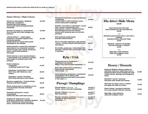 Miod Malina menù London Main Menu Sluurpy