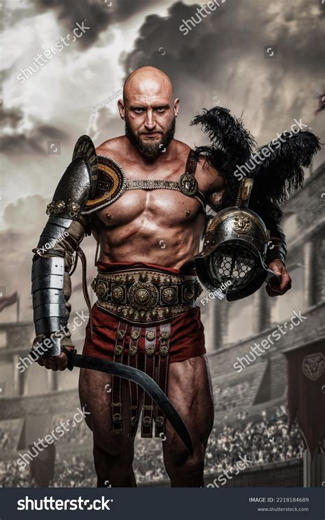 Portrait Arena Fighter Ancient Rome Naked Stock Photo 2218184689