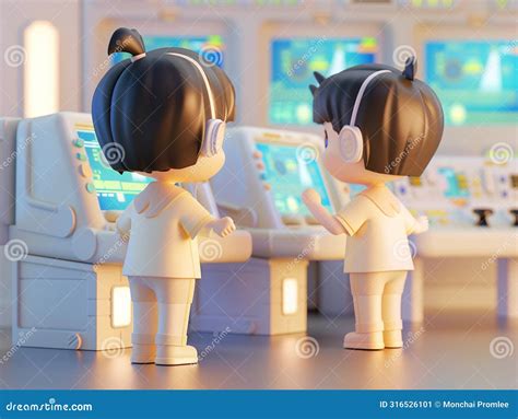Smart Grid Control Center Operators At Holographic Displays Blue And