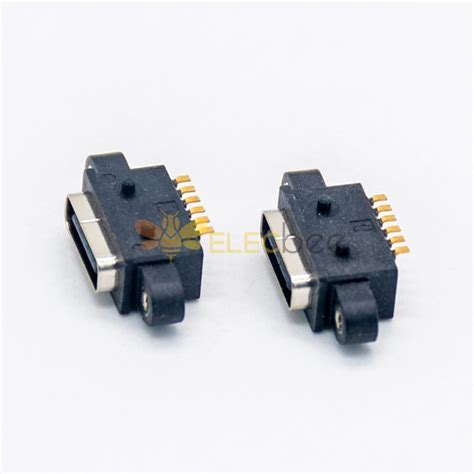 Waterproof Type C Connector Female Socket 6p Smt With Waterproof Ring