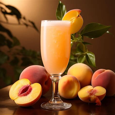 Premium Photo Photo Of Peach Bellini Sparkling Peach Cocktail Made